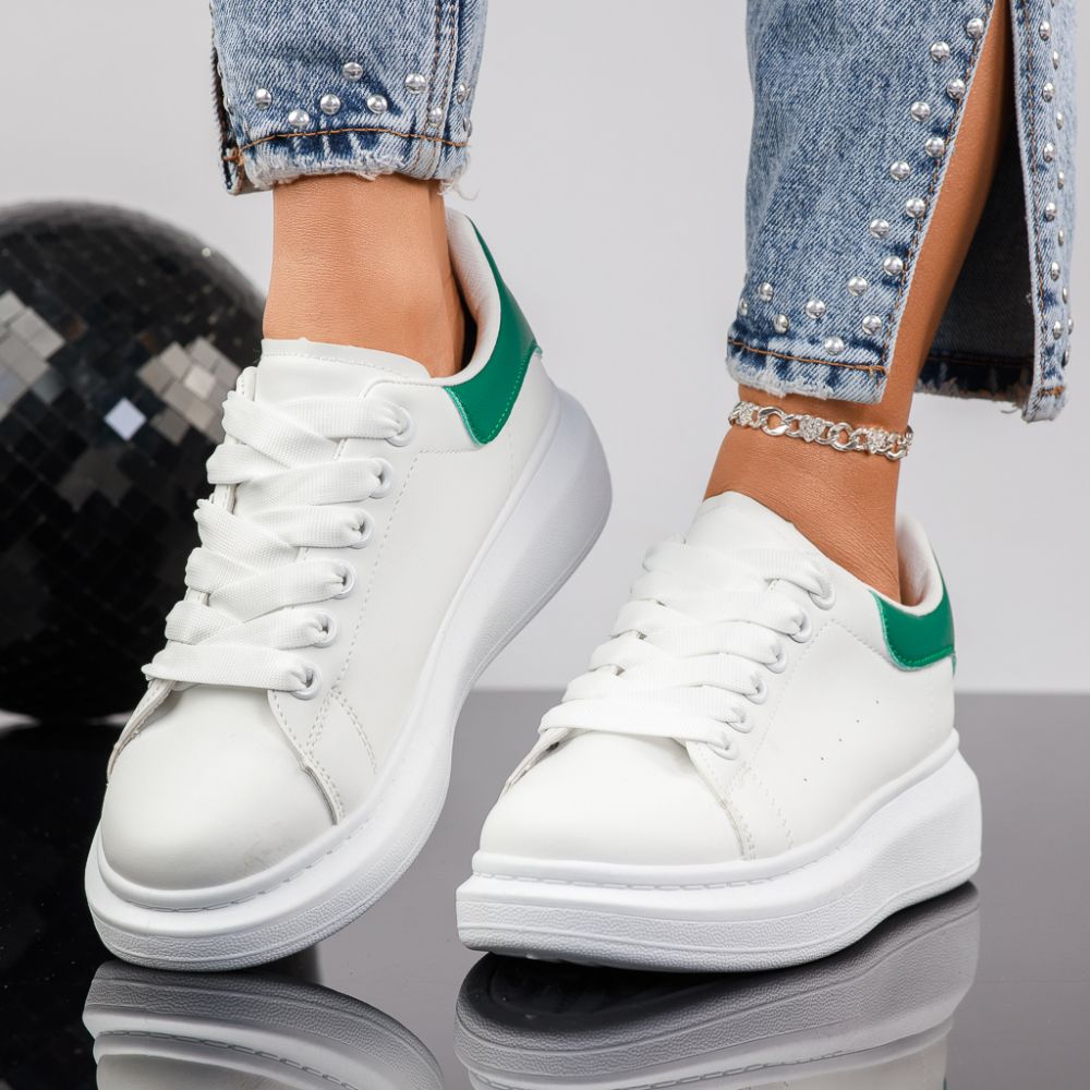 Adidasi Dama Gracie Albi/Verzi #13583 | OneFashionRoom.Ro